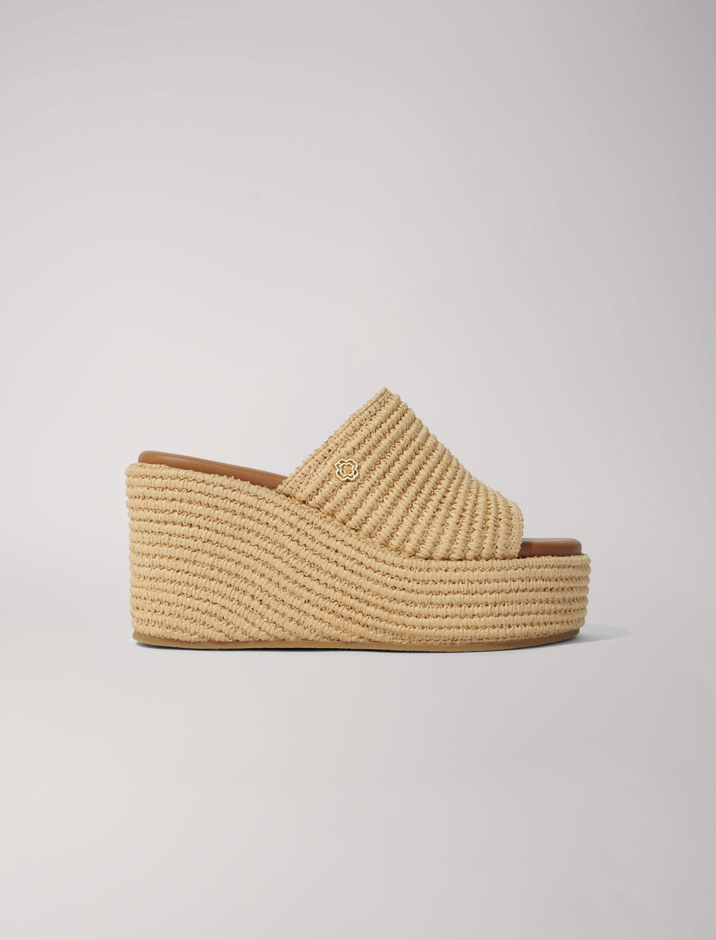 Chinelas con plataforma natural para mujer | Maje