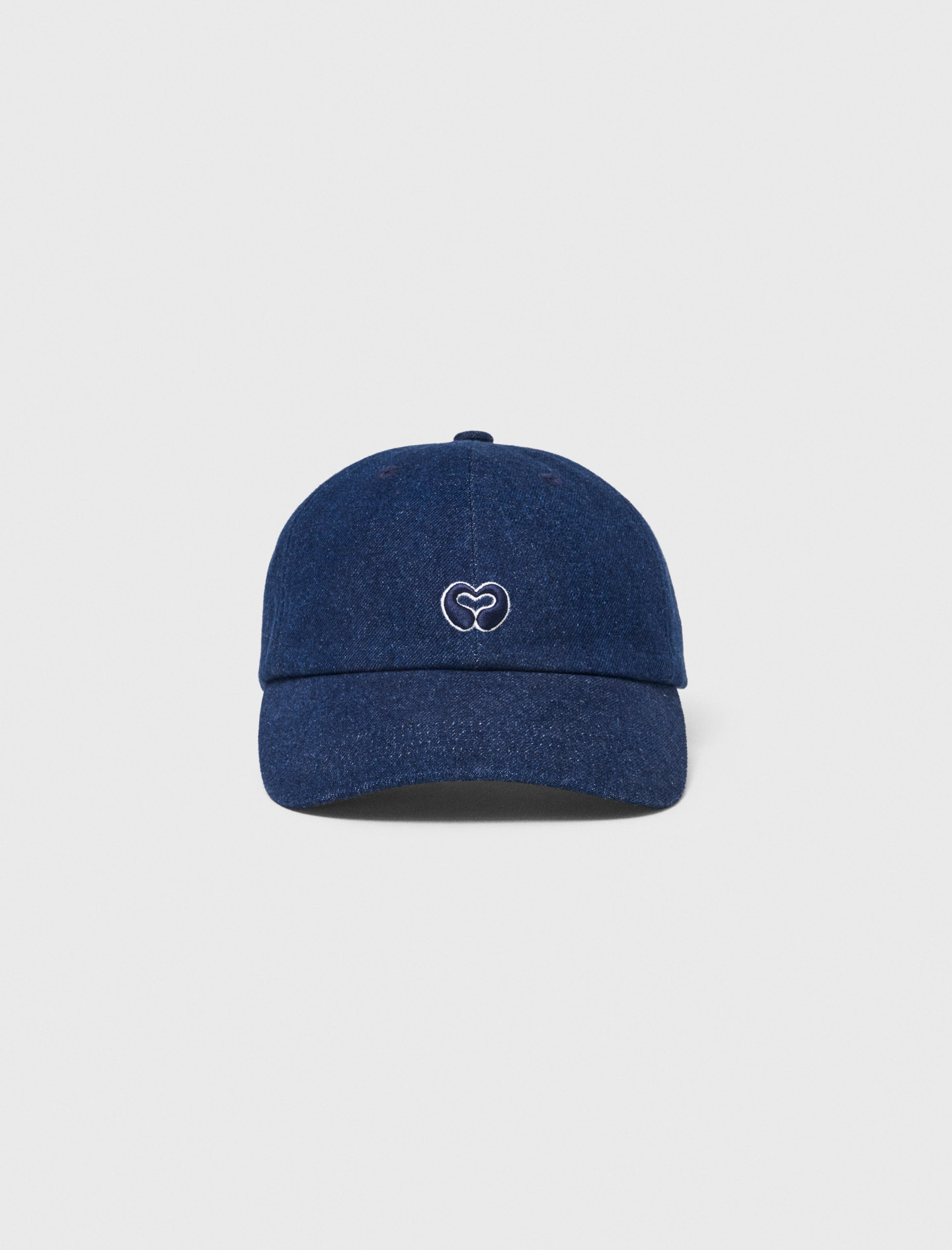 Gorra de denim crudo con logo Bleu marine para mujer | Maje